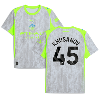 Khusanov 45 Manchester City 2025-26 Third Men Jersey – Gray – OGASPORTS