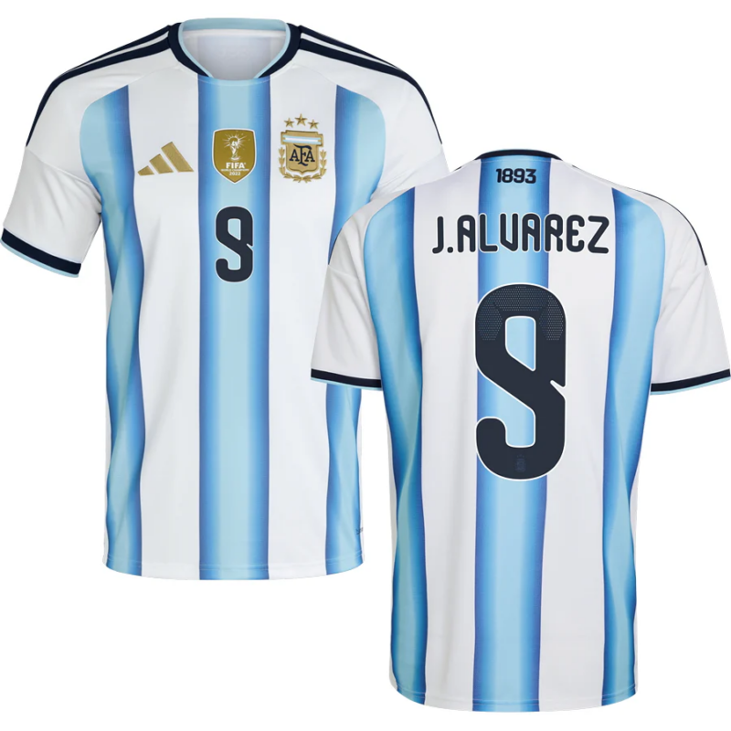 Julián Álvarez #9 Argentina World Cup 2026 Home Jersey – Blue white ...